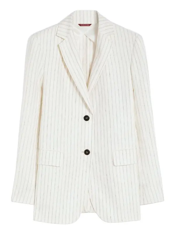 Max Mara Pinstripe Linen Blazer - Natural