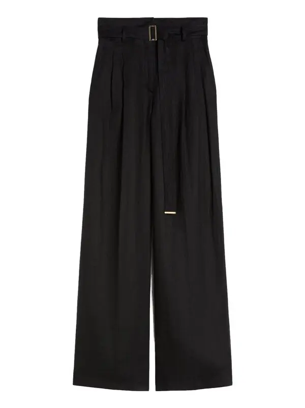 Max Mara Linen Canvas Wide-leg Trousers - Black
