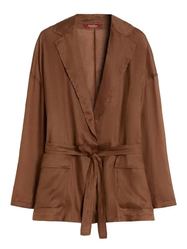 Max Mara Ramie Canvas Wrap Jacket - Clay