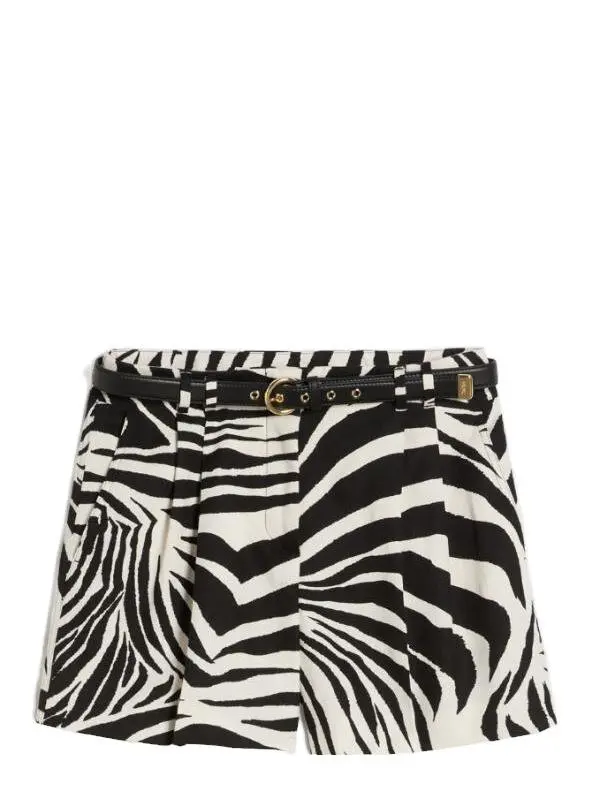 Max Mara Printed Cotton And Linen Shorts - Black