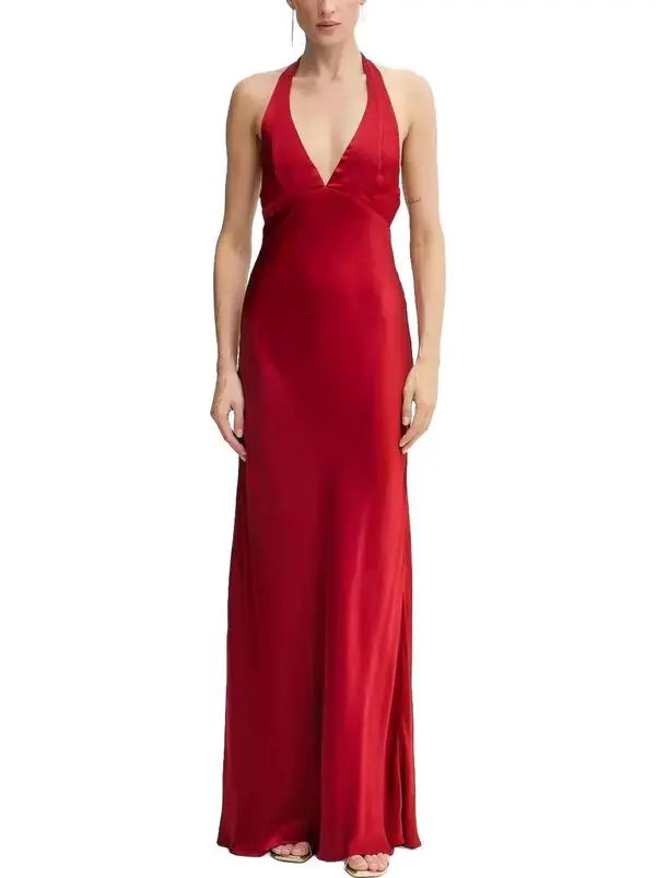 Bardot Magdalene Halter Neck Maxi Dress - Red