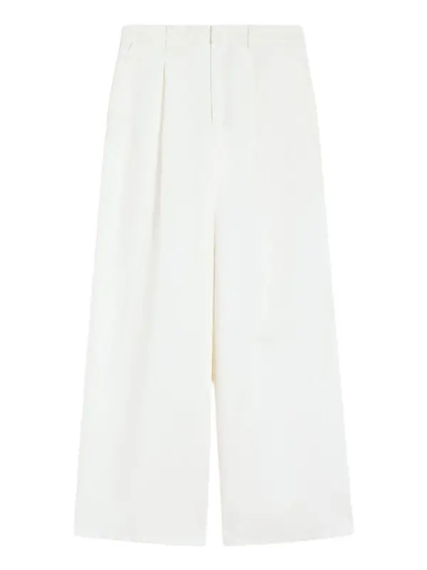 Max Mara Wide-fit Cotton And Linen Trousers - White