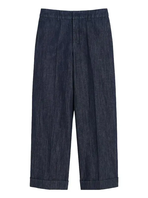 Max Mara Cotton And Linen Denim Trousers - Midnightblue