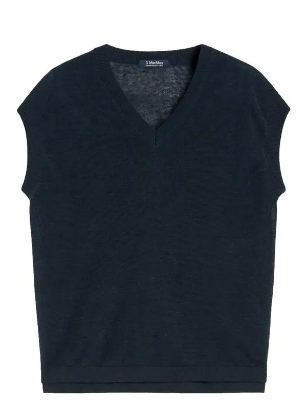 Max Mara Linen Yarn Waistcoat - Navy