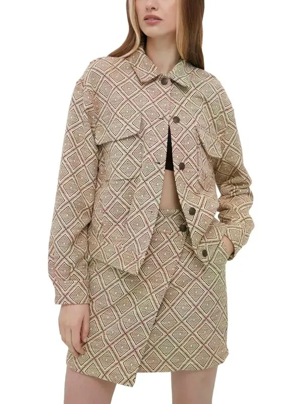 SAMSOE SAMSOE Patterned Buttoned Jacket - Brown