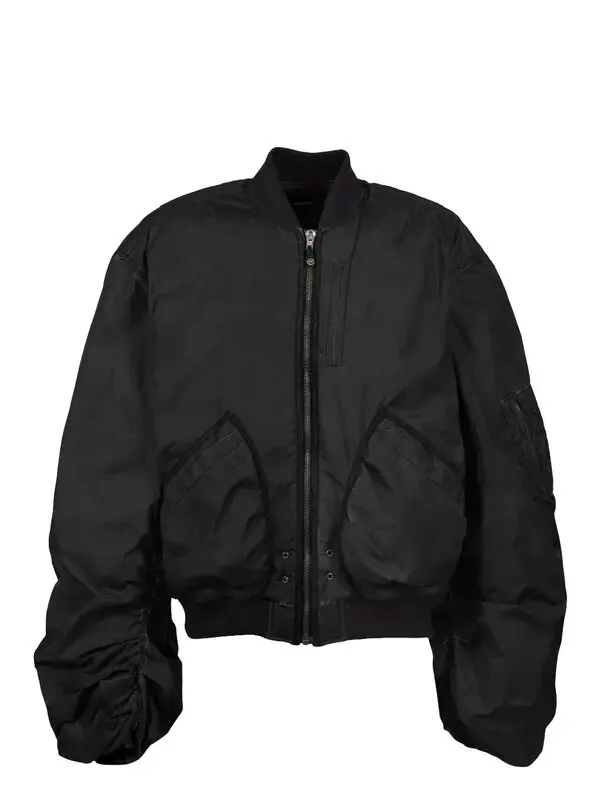 We11Done Gathered-effect Bomber Jacket - Black