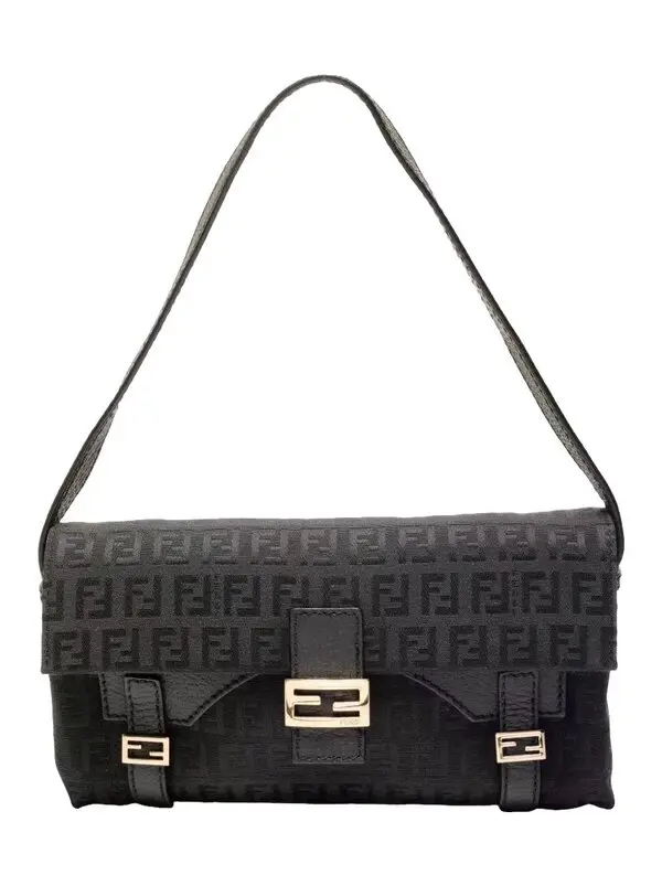 Fendi 2000-2020 Zuccca Shoulder Bag - Black