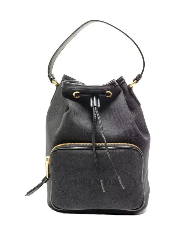 Prada 2010s Logo-detail Bucket Bag - Black