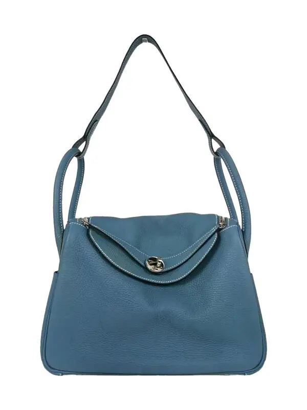 Hermès 2012 30 Lindy Textured Leather Shoulder Bag - Blue