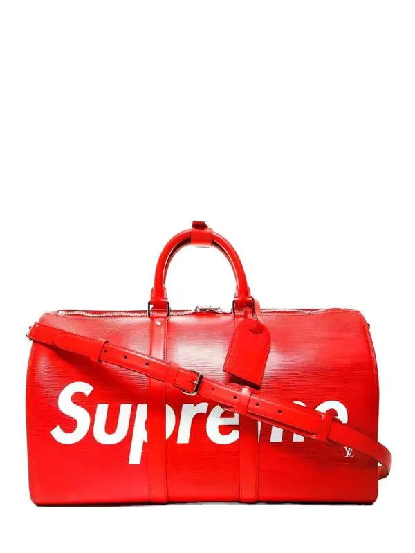 LOUIS VUITTON 2017 X Supreme Leather Duffle Bag - Red