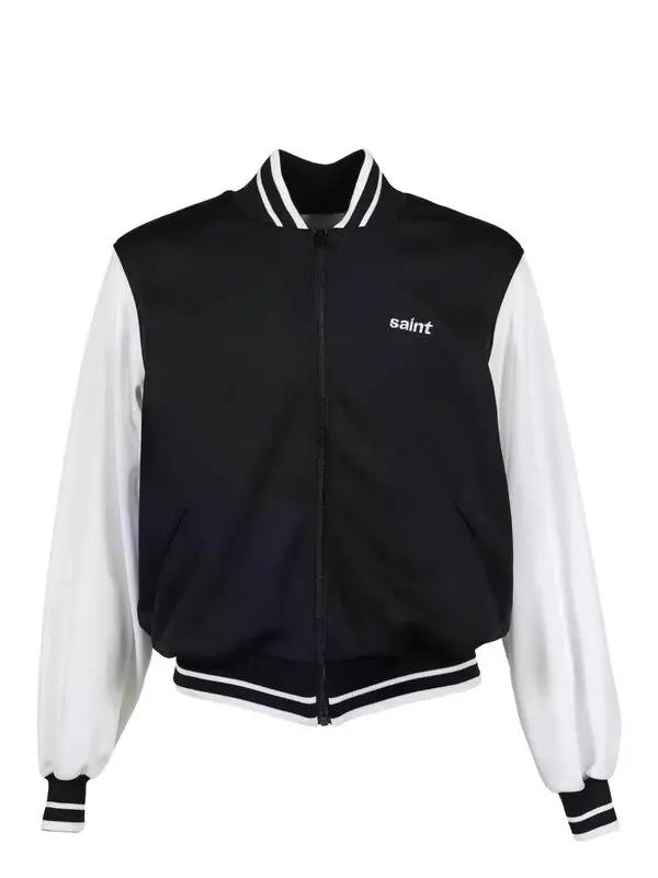 SAINT MXXXXXX Rib-knit Baseball Jacket - Black