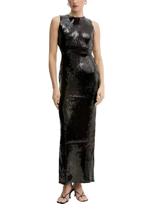 Bardot Portia Sequin Open Back Dress - Black
