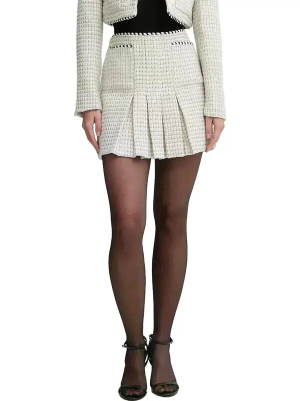 Bardot Florine Pleated Tweed Skirt - Neutrals