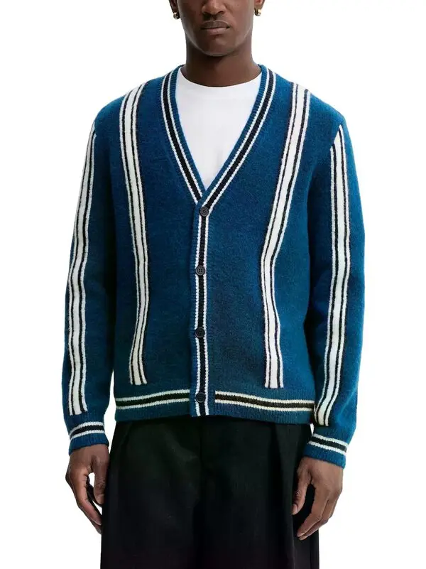 Marc O'polo Striped V-neck Cardigan - Blue