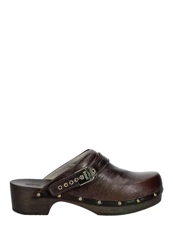 DR. SCHOLL'S SHOES Studded Buckle Clogs - Brown