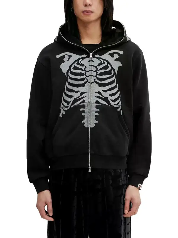 A BATHING APE Graphic-print Zip-up Hoodie - Black