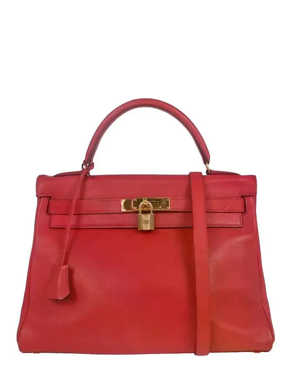 Hermès 1999 32 Kelly Vif Gulliver Tote Bag - Red