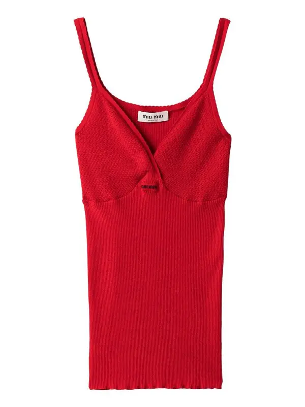 Miu Miu Cotton Knit Top - Red