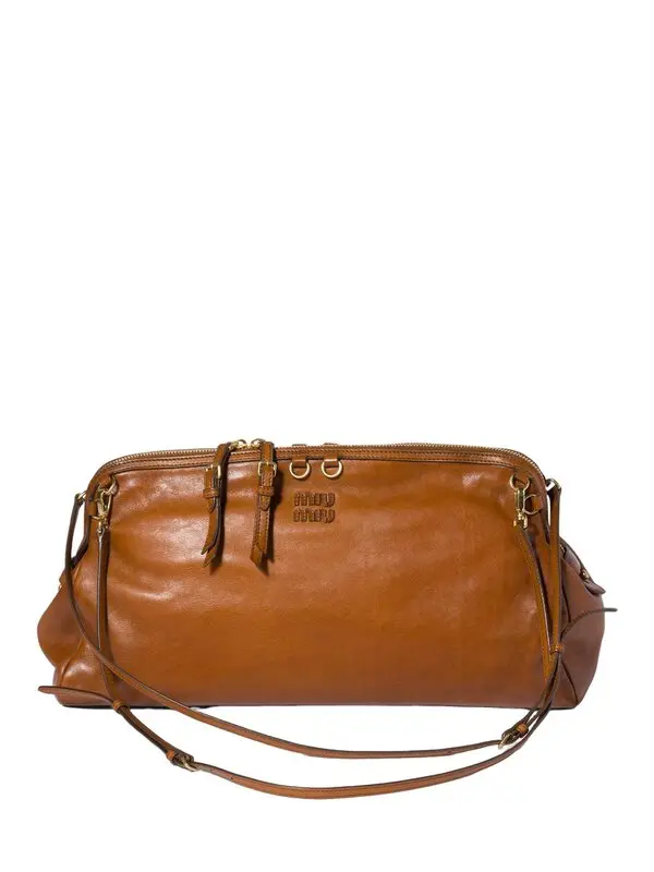 Miu Miu Caprice Leather Clutch - Cognac