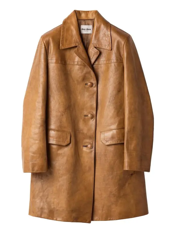 Miu Miu Leather Coat - Sesame