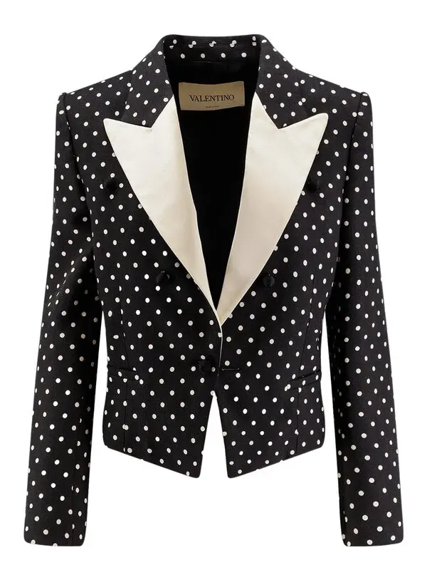 Valentino Garavani Polka Dot Viscose Blazer - Black