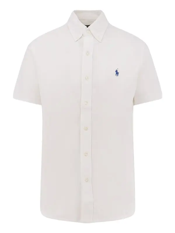 Polo Ralph Lauren Cotton Shirt With Embroidered Logo On The Front - White