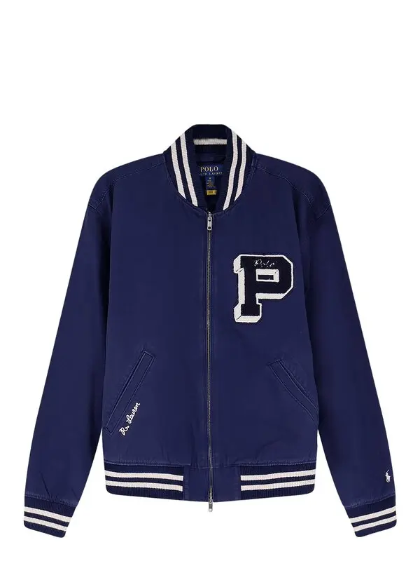 Polo Ralph Lauren Cotton Bomber With Logo Patch - Blue