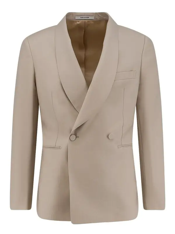 Tagliatore Merrill Virgin Wool Tuxedo Blazer - Beige