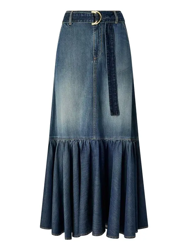 Pinko Guardian Denim Maxi Skirt - Blue