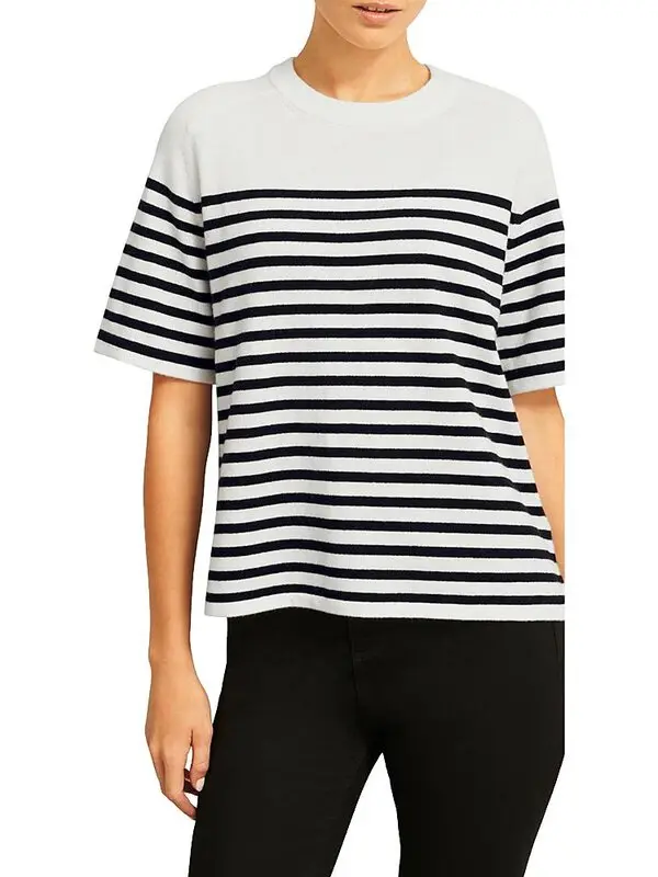 HOBBS LONDON Demi Knitted Tee - Ivory Navy