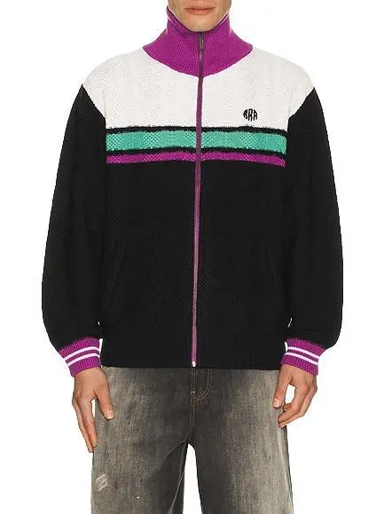 RICE NINE TEN Knitting Jogging Suit Jacket - Black