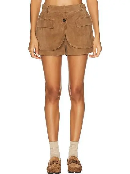 Monse Deconstructed Suede Shorts - Tan