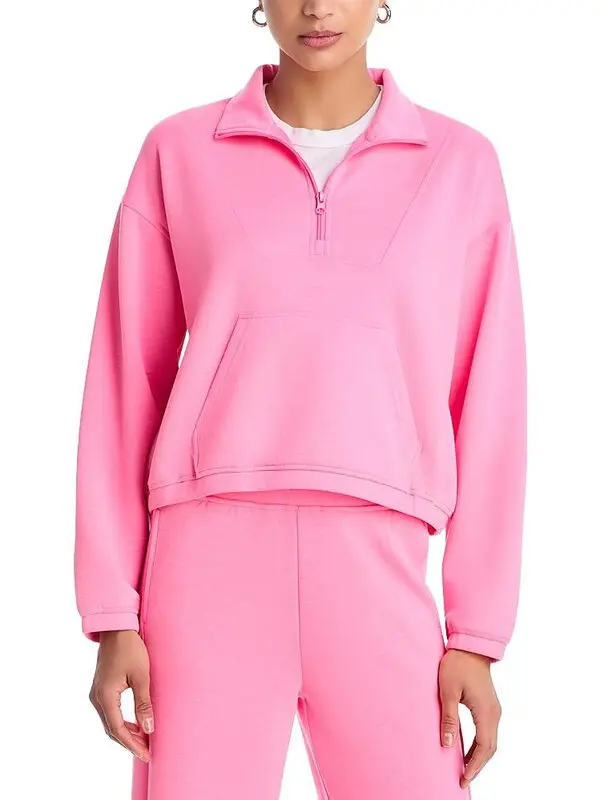 Vintage Havana Cloud Fleece Quarter Zip Sweatshirt - Pink