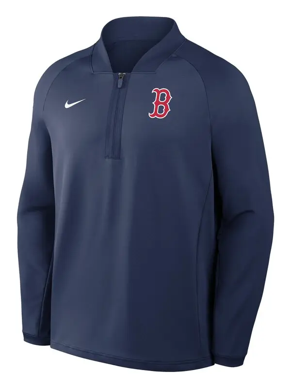 Nike Boston Red Sox Authentic Collection Dri-fit Mlb 1/2-zip Long-sleeve Top - Blue