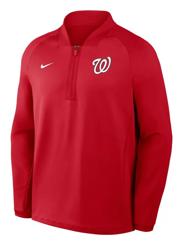 Nike Washington Nationals Authentic Collection Dri-fit Mlb 1/2-zip Long-sleeve Top - Red