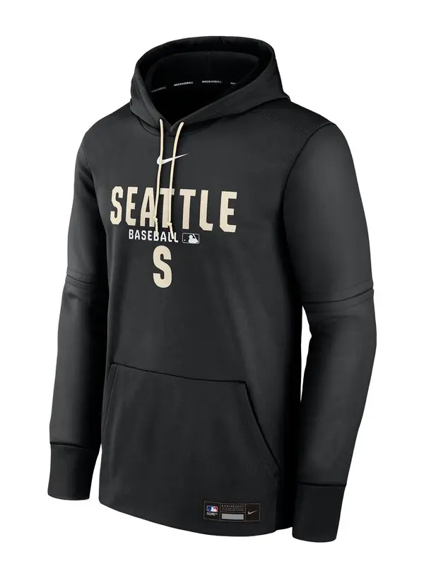Nike Seattle Mariners Authentic Collection Therma Mlb Pullover Hoodie - Black