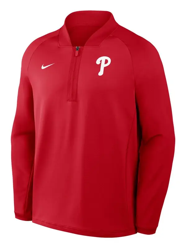 Nike Philadelphia Phillies Authentic Collection Dri-fit Mlb 1/2-zip Long-sleeve Top - Red
