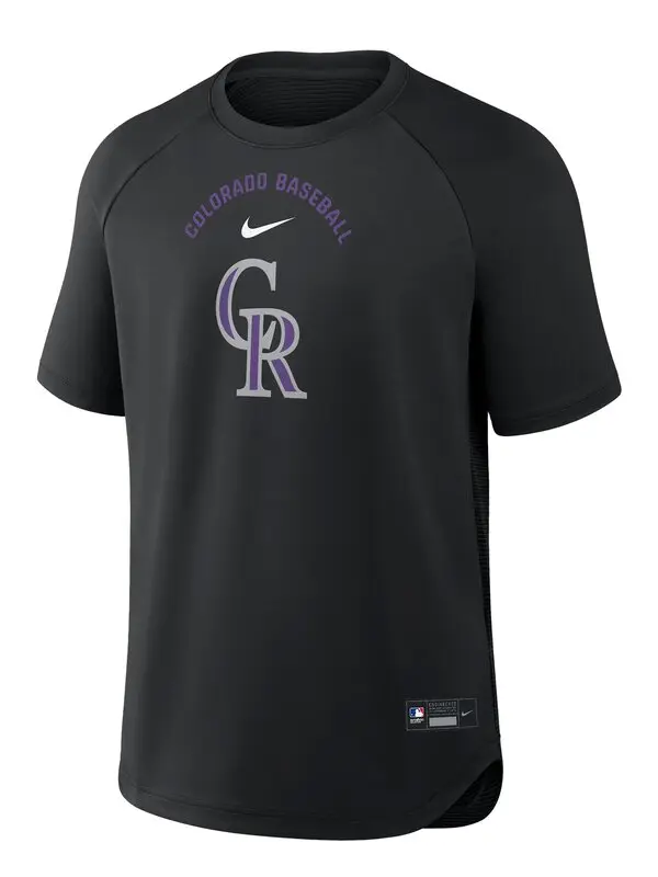 Nike Colorado Rockies Authentic Collection Batting Practice Pregame Dri-fit Mlb Top - Black