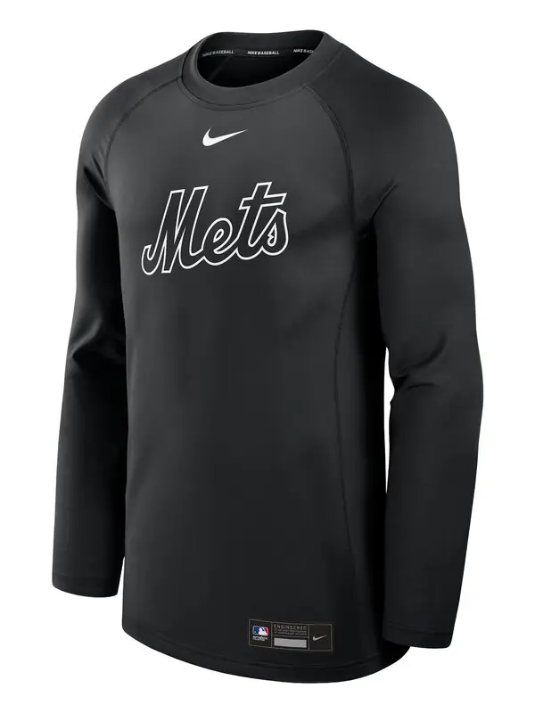 Nike New York Mets Authentic Collection Game Time Dri-fit Mlb Long-sleeve T-shirt - Black