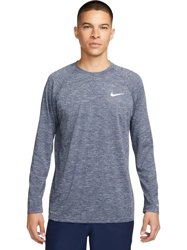 Nike Heathered Long-sleeve Hydroguard Swim Shirt - Blue
