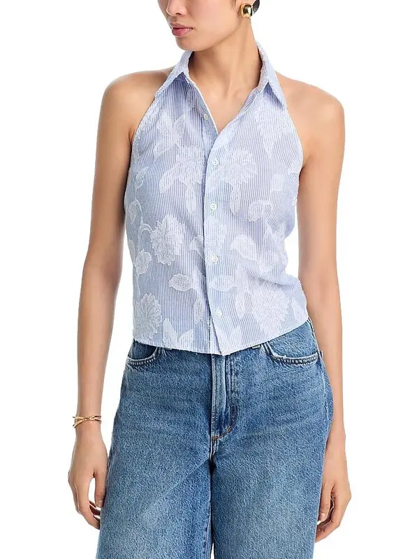 CISSA Bow Back Halter Top - Botanic Overlay