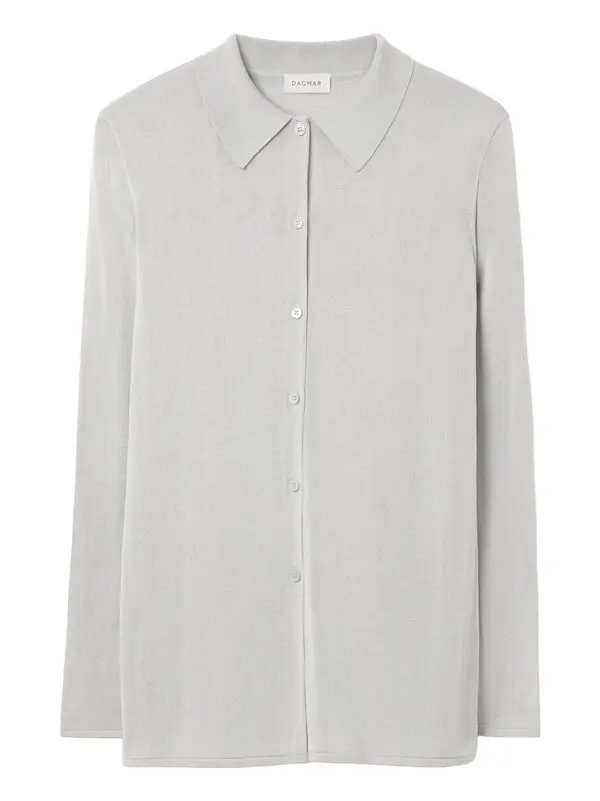 HOUSE OF DAGMAR Fluid Knit Button-up Shirt - Silver