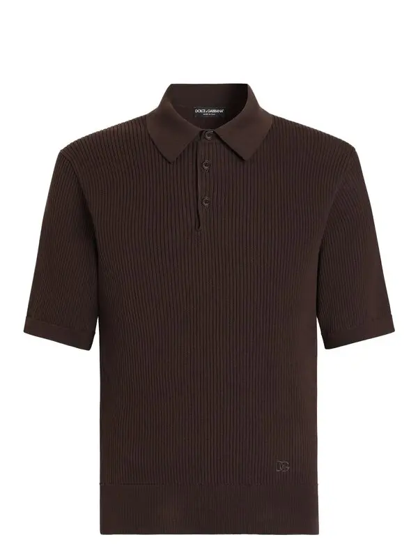 Dolce & Gabbana Micro-rib Cotton Polo Shirt - Brown