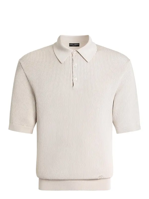 Dolce & Gabbana Micro-rib Cotton Polo Shirt - Cream
