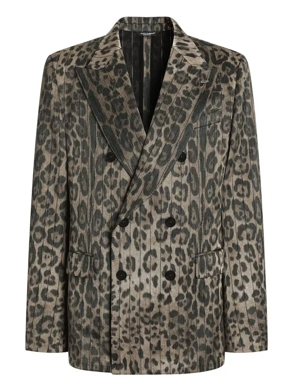 Dolce & Gabbana Leopard- Jacquard Double-breasted Jacket - Print