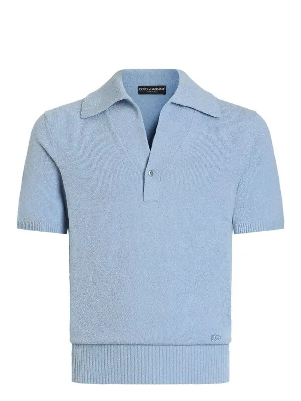 Dolce & Gabbana Smooth Knit Polo Shirt - Azure