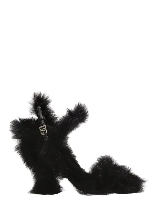 Dolce & Gabbana Shearling Keira 2.0 Sandals - Black