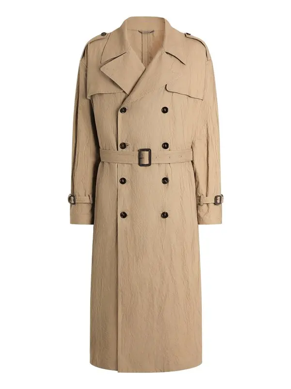Dolce & Gabbana Crinkled Effect Cotton Trench Coat - Beige