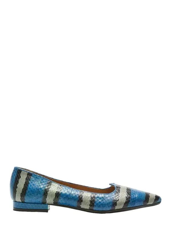 Malìparmi Striped Pattern Pointed-toe Flats - Blue