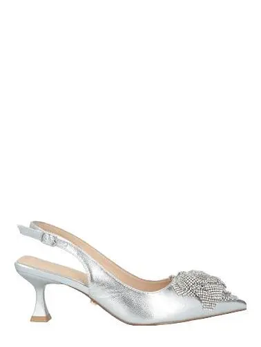 TWENTY FOUR HAITCH Pointed Toe Slingback Pumps - Silver